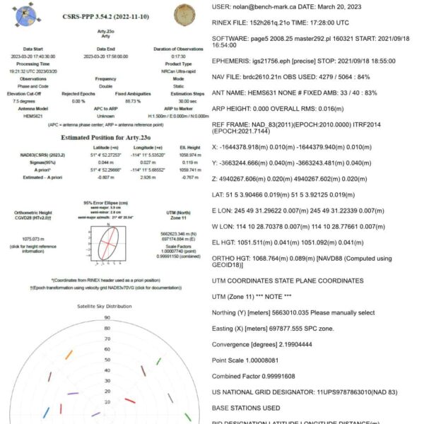CSRS-PPP vs OPUS GNSS: Data Processing Comparison - Bench Mark USA
